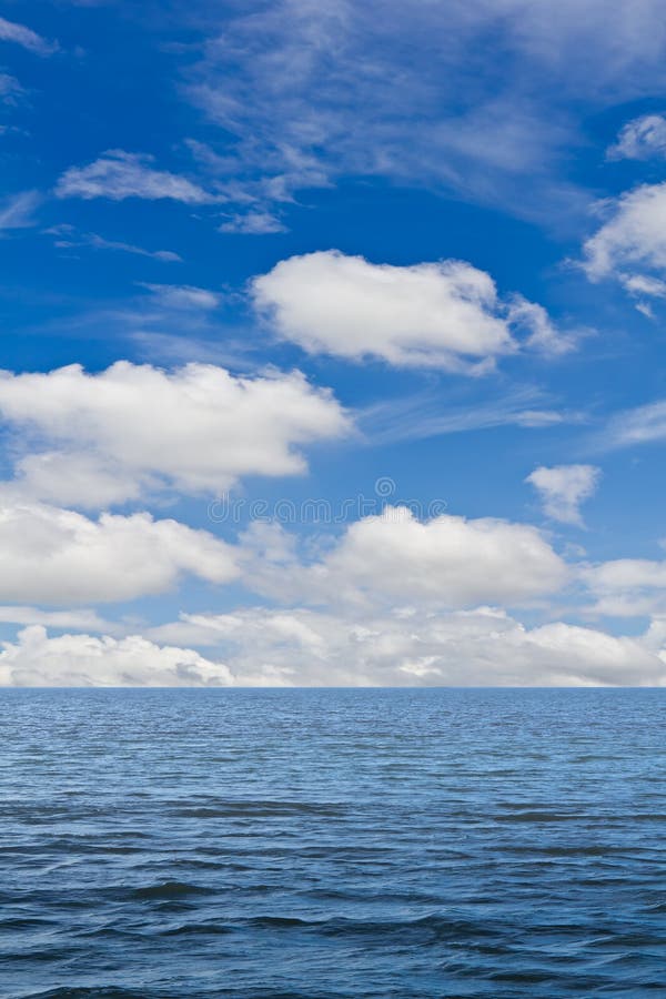 Blue Sea or Ocean Water Surface with Horizon and Sky Stock Image ...