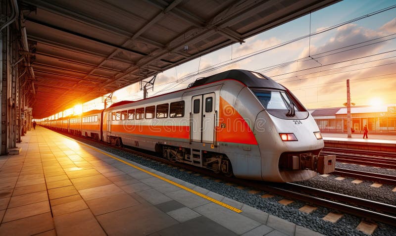 A Still Train on the Tracks Stock Illustration - Illustration of ...