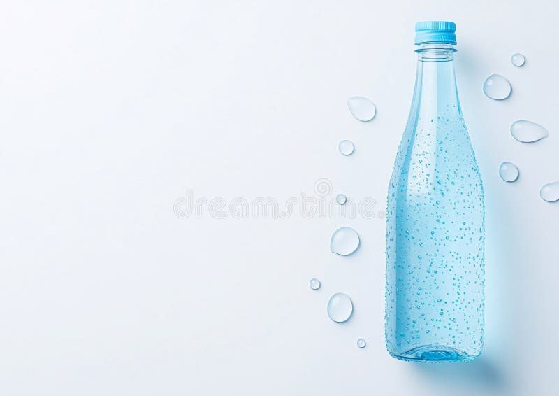 Still Watter in Plastick Bottle with Dew and Drops on Wet Background ...