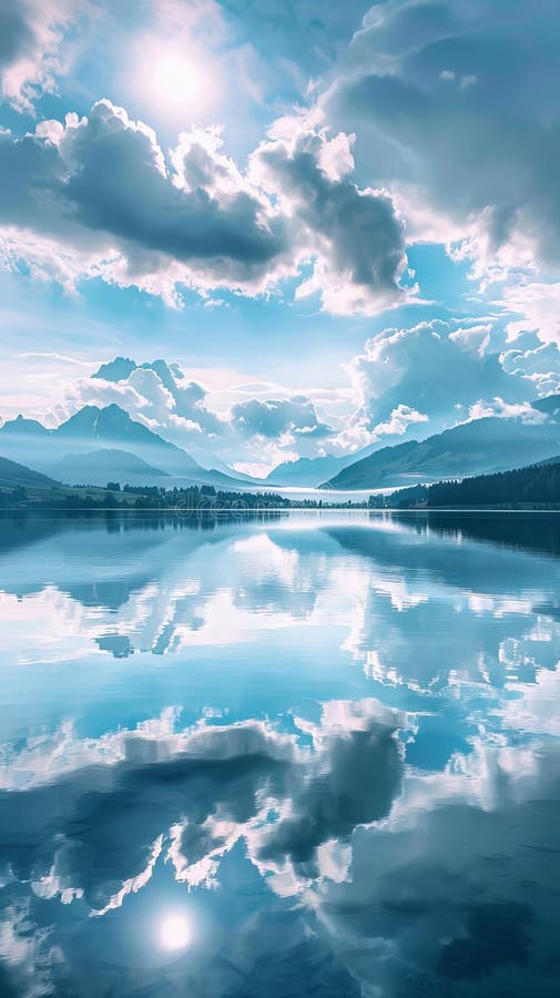 Stillness of the Lake Mirrors Inner Peace Stock Illustration ...