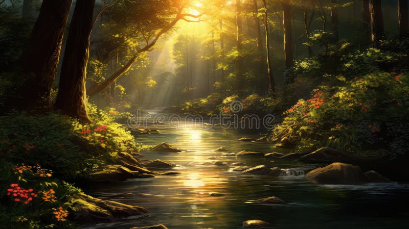 Stillness serene water stock illustration. Illustration of meditation ...