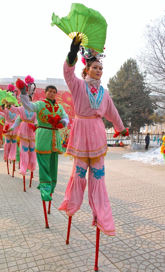 Stilt dance editorial stock photo. Image of china, perform - 37867478