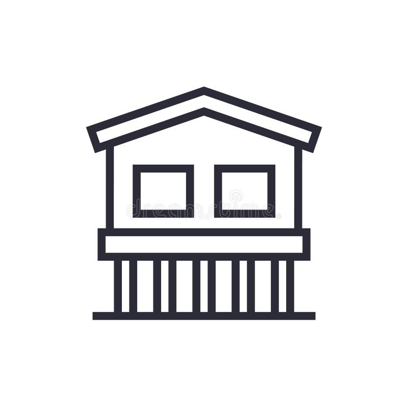 Stilt House Icon, Cabin on Stilts Line Vector Stock Vector ...