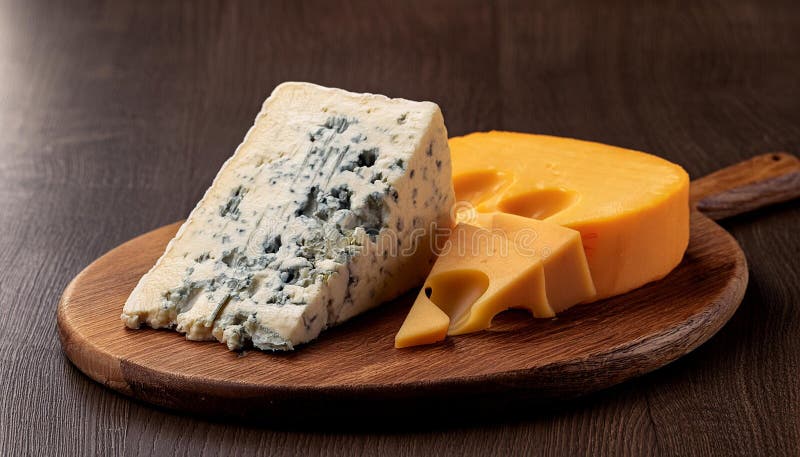 Stilton and Cheddar Cheese on a Platter, AI Generated Stock ...