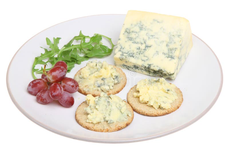Stilton Cheese & Biscuits Stock Image - Image of arugula, grapes: 11392709