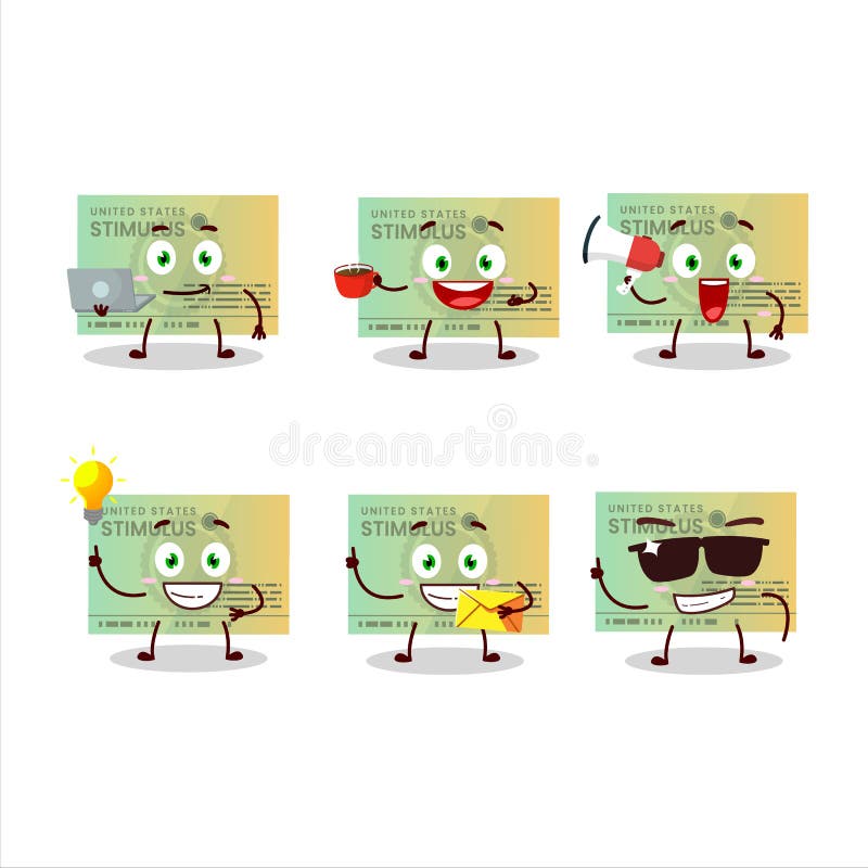 Stimulsus Check Cartoon Character with Various Types of Business ...