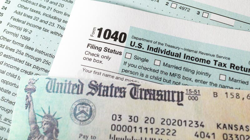 Stimulus Check and 1040 Form Editorial Photography - Image of money ...