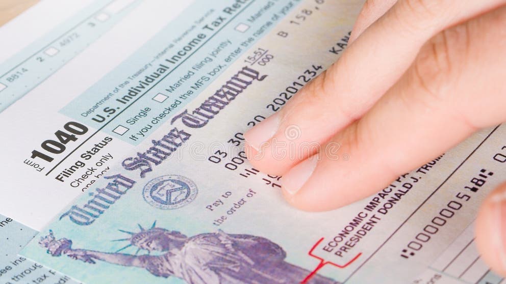 Stimulus Check and 1040 Form Editorial Photography - Image of income ...