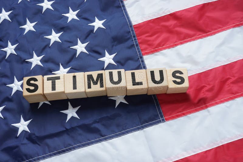 Stimulus Package is Shown Using the Text and Photo of the Flag of USA ...