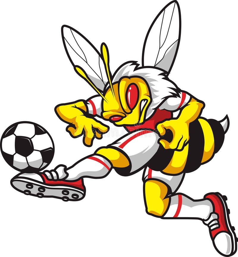 Stinging Soccer Spirit Bee Mascot Design Stock Vector - Illustration of ...