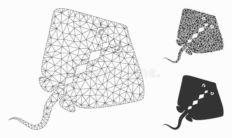 Stingray Fish Vector Mesh Carcass Model and Triangle Mosaic Icon Stock ...