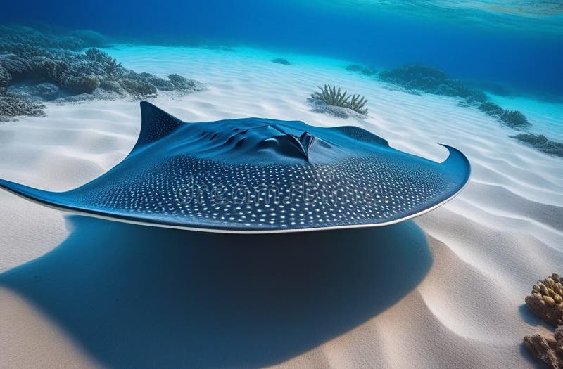 Stingray on the Ocean Floor Stock Illustration - Illustration of ocean ...