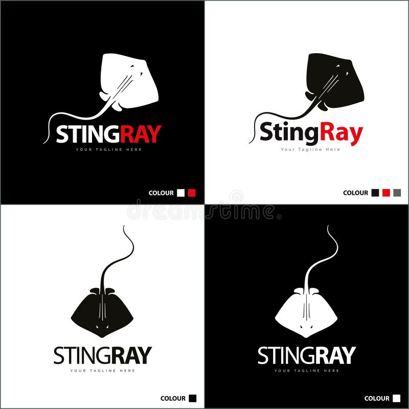 Stingray Sealife Silhouette Logo Set Design Template Stock Vector ...
