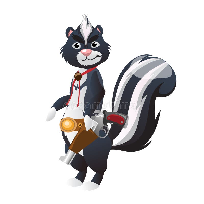 Stinktier Mit Gewehr, Cowboytiercharakter Vektor Abbildung ...