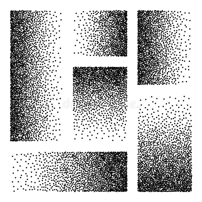 Stipple Pattern, Dotted Rectangular Design Elements. Stippling, Dotwork ...