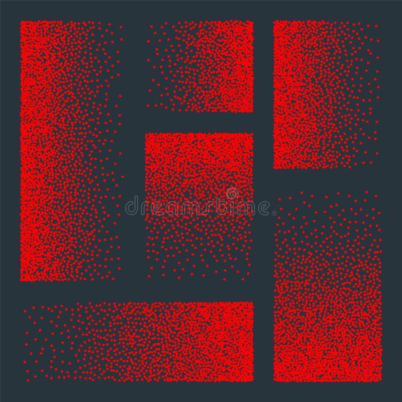 Stipple Pattern, Red Dotted Rectangular Design Elements. Stippling ...