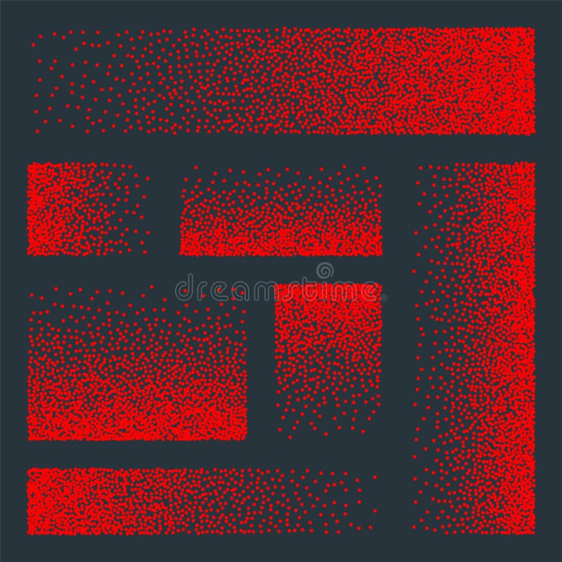 Stipple Pattern, Red Dotted Rectangular Design Elements. Stippling ...