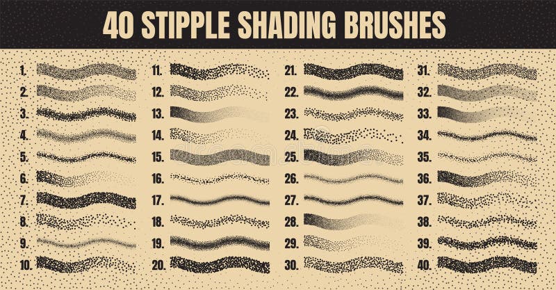 Stipple Scatter Brush, Ink Drawing and Texturing. Fading Gradient Stock ...