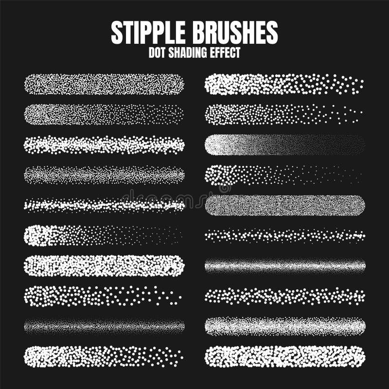Stipple Scatter Brush, Ink Drawing and Texturing. Fading Gradient Stock ...