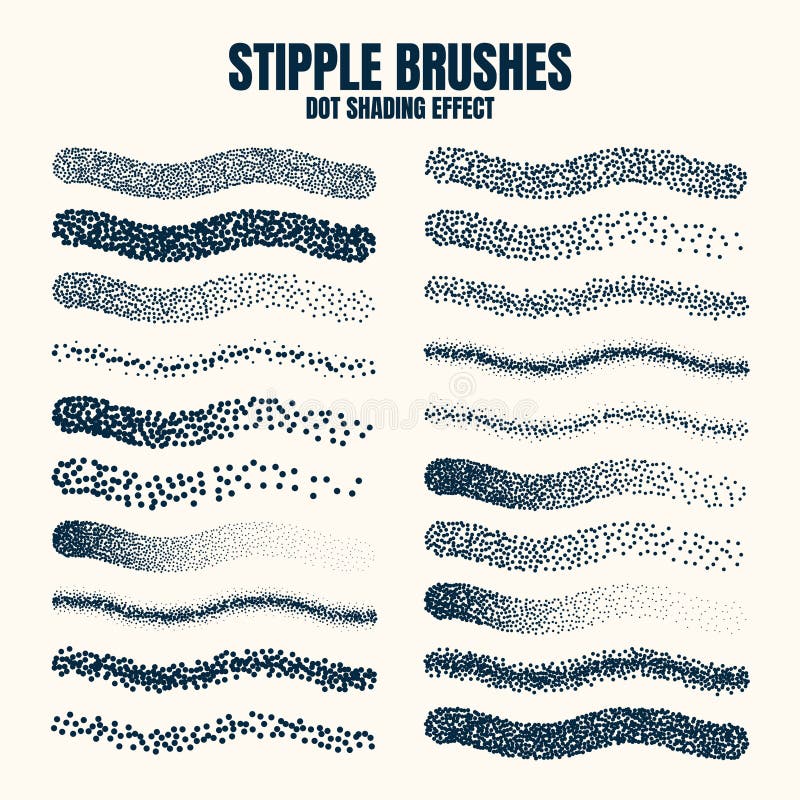 Stipple Scatter Brush, Ink Drawing and Texturing. Fading Gradient Stock ...