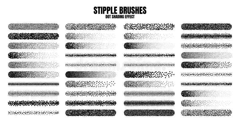 Stipple Scatter Brush, Ink Drawing and Texturing. Fading Gradient Stock ...