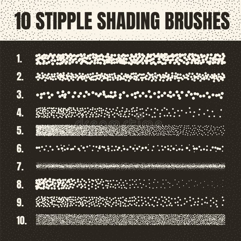 Stipple Scatter Brush, Ink Drawing and Texturing. Fading Gradient Stock ...
