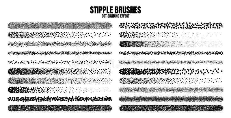 Stipple Scatter Brush, Ink Drawing and Texturing. Fading Gradient Stock ...