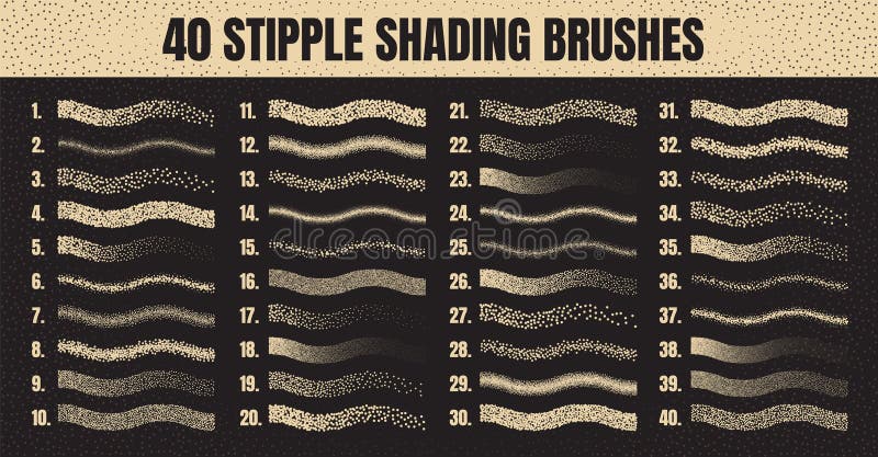 Stipple Scatter Brush, Ink Drawing and Texturing. Fading Gradient Stock ...