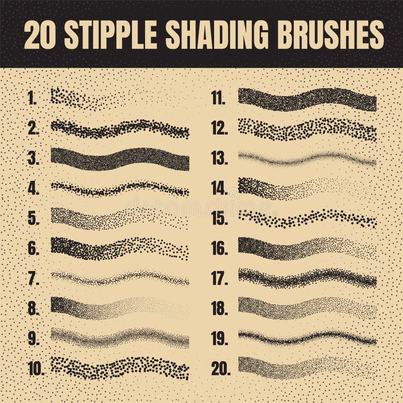 Stipple Scatter Brush, Ink Drawing and Texturing. Fading Gradient Stock ...