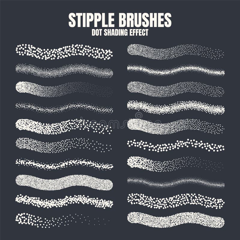 Stipple Scatter Brush, Ink Drawing and Texturing. Fading Gradient Stock ...