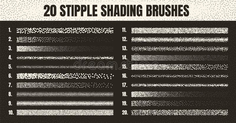 Stipple Scatter Brush, Ink Drawing and Texturing. Fading Gradient Stock ...