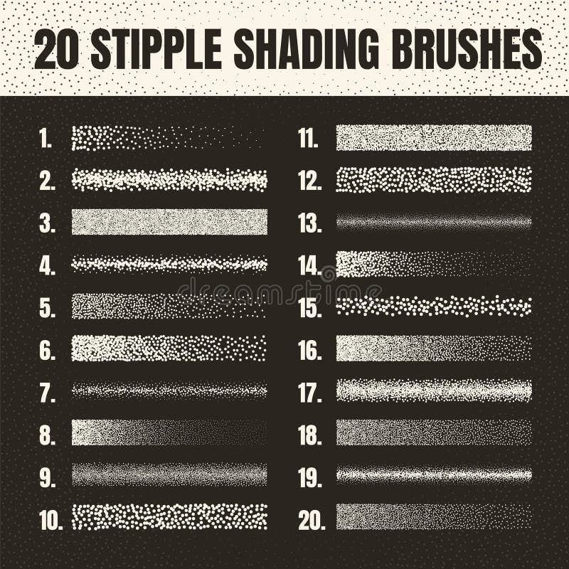Stipple Scatter Brush, Ink Drawing and Texturing. Fading Gradient Stock ...