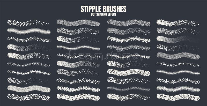 Stipple Scatter Brush, Ink Drawing and Texturing. Fading Gradient Stock ...