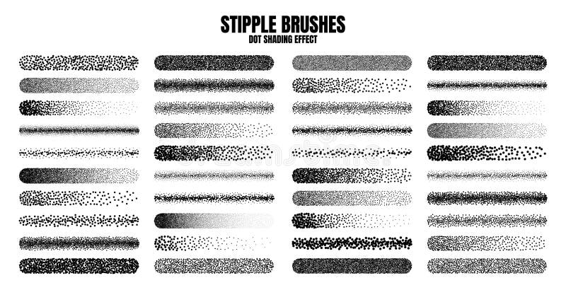 Stipple Scatter Brush, Ink Drawing and Texturing. Fading Gradient Stock ...