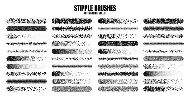 Stipple Scatter Brush, Ink Drawing and Texturing. Fading Gradient Stock ...