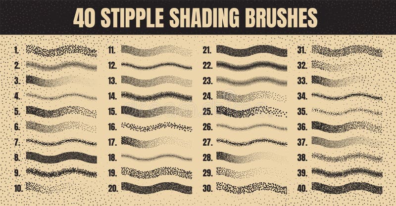 Stipple Scatter Brush, Ink Drawing and Texturing. Fading Gradient Stock ...