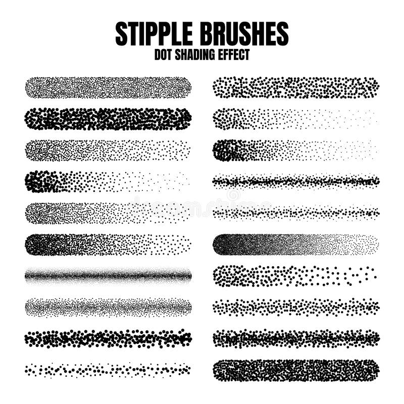 Stipple Scatter Brush, Ink Drawing and Texturing. Fading Gradient Stock ...