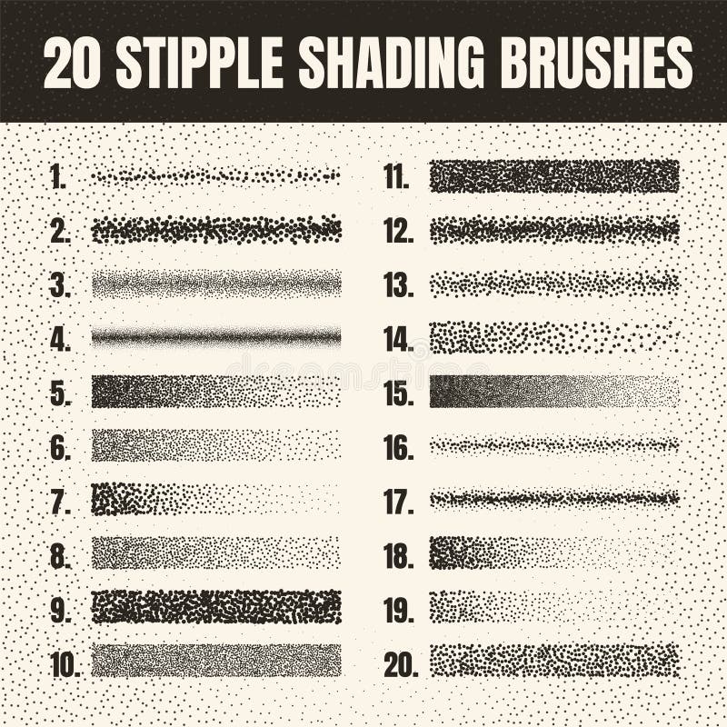 Stipple Scatter Brush, Ink Drawing and Texturing. Fading Gradient Stock ...