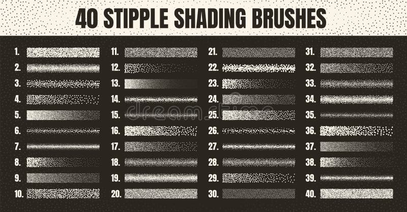 Stipple Scatter Brush, Ink Drawing and Texturing. Fading Gradient Stock ...