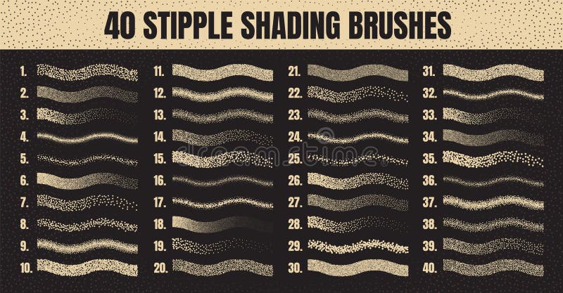 Stipple Scatter Brush, Ink Drawing and Texturing. Fading Gradient Stock ...