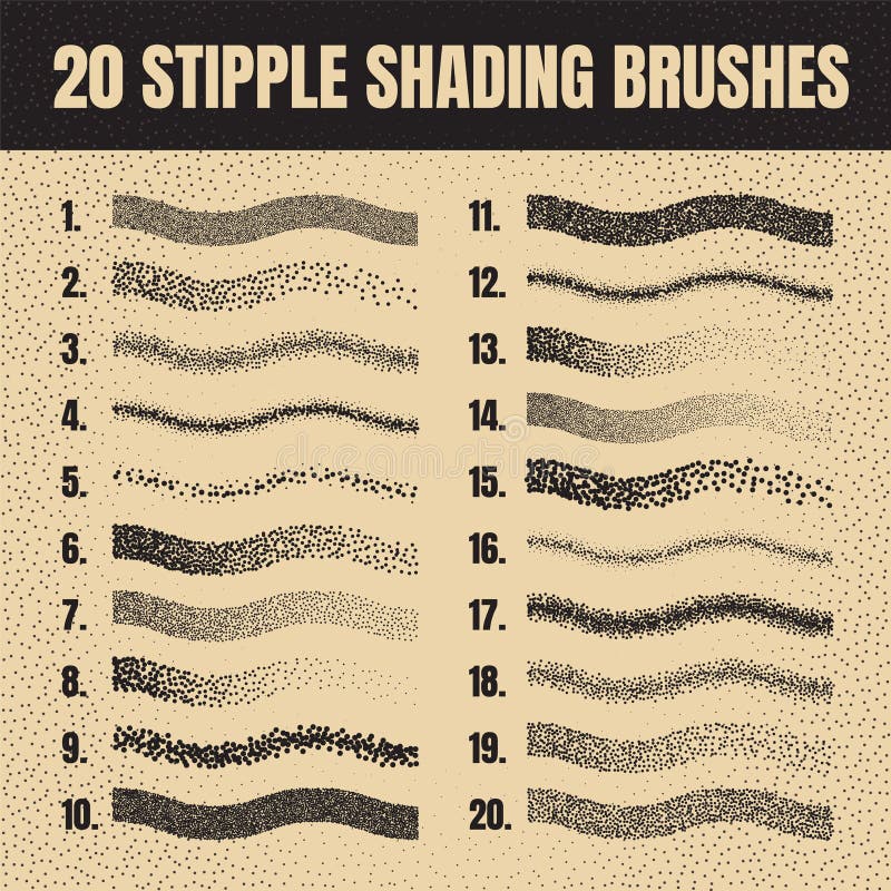 Stipple Scatter Brush, Ink Drawing and Texturing. Fading Gradient Stock ...