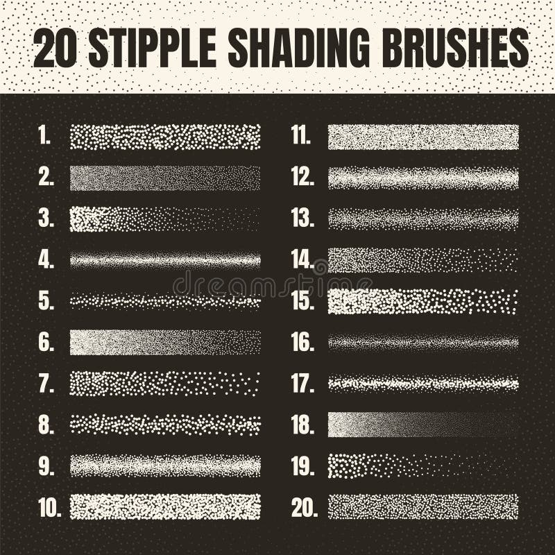 Stipple Scatter Brush, Ink Drawing and Texturing. Fading Gradient Stock ...