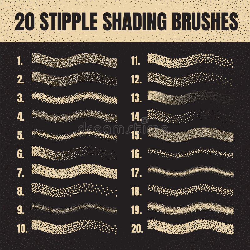 Stipple Scatter Brush, Ink Drawing and Texturing. Fading Gradient Stock ...