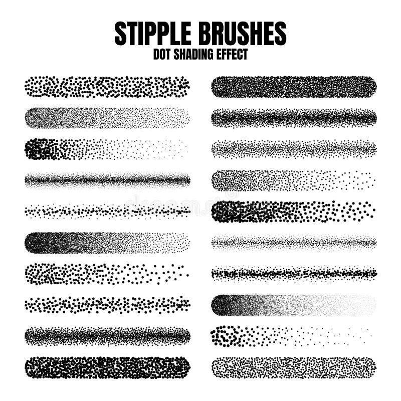 Stipple Scatter Brush, Ink Drawing and Texturing. Fading Gradient Stock ...