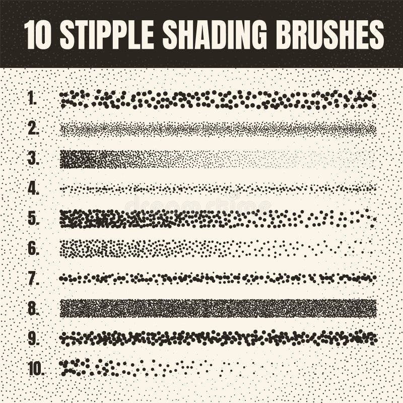 Stipple Scatter Brush, Ink Drawing and Texturing. Fading Gradient Stock ...