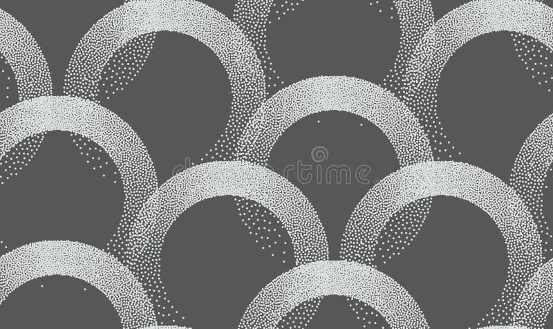 Stipple Seamless Pattern in Retro Style on Grey Background. Vector ...