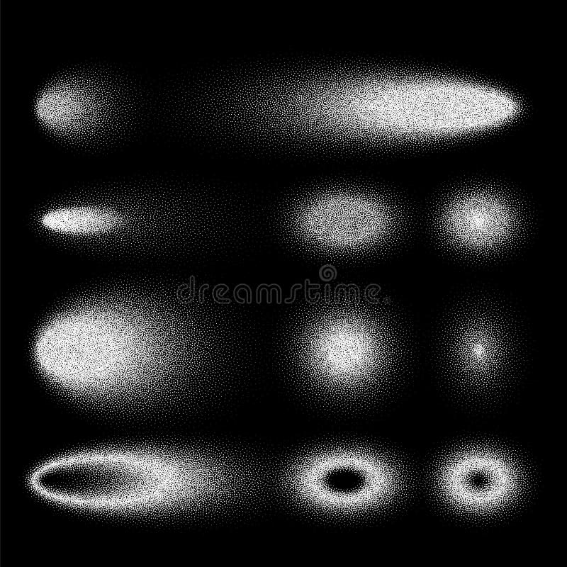 Stipple Shadows Set, Dotted Design Elements. Fading Gradient. Stippling ...