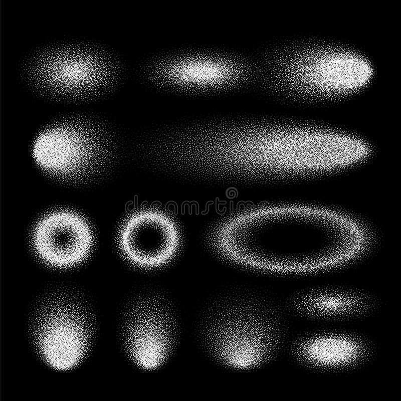 Stipple Shadows Set, Dotted Design Elements. Fading Gradient. Stippling ...