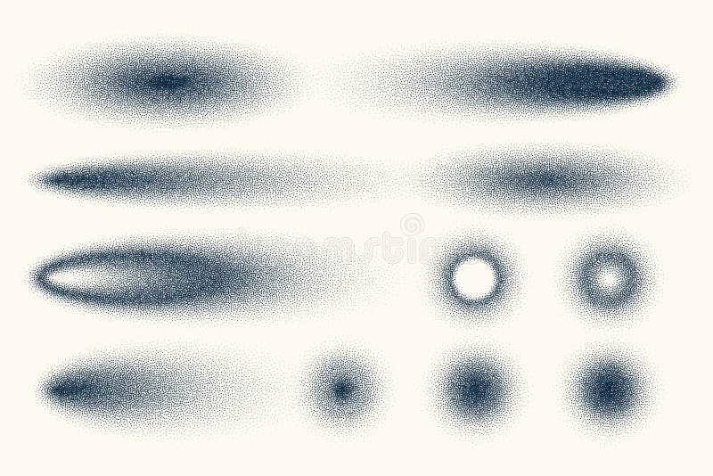 Stipple Shadows Set, Vintage Dotted Design Elements. Fading Gradient ...