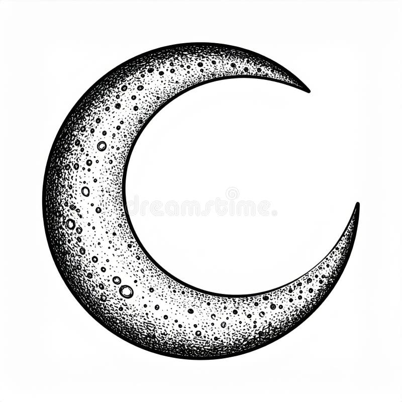 Stippled Crescent Moon Illustration Stock Illustration - Illustration ...